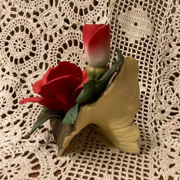 Accents | Vintage Red Roses Capodimonte Statue Figure With Greenery ...